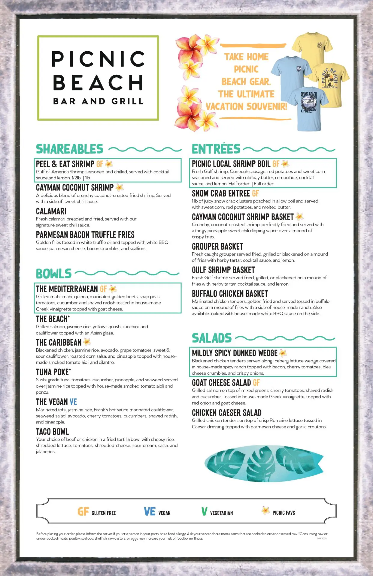 Menu - Picnic Beach